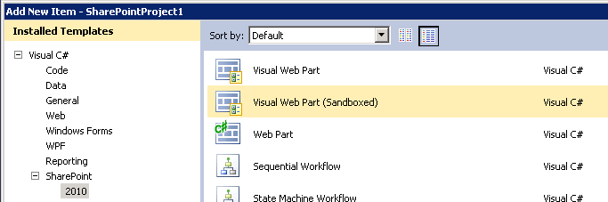 HOW TO: Create a Sandbox Compatible Visual Web Part with the Visual Studio 2010 SharePoint Power ...